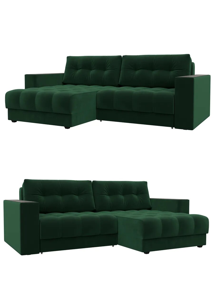 Диван угловой Лазурит 235x91x159 см, с универсальным углом, спальное место 143х192 см, ящик для белья, велюр