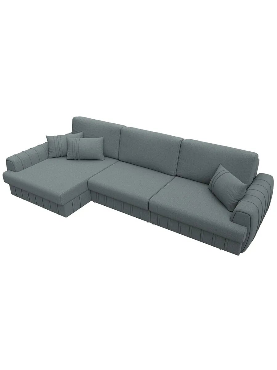 Большой угловой диван Монако, 337x93x163 см, спальное место 143х292 см, пружинный матрас, ящик для белья, угол слева, рогожка