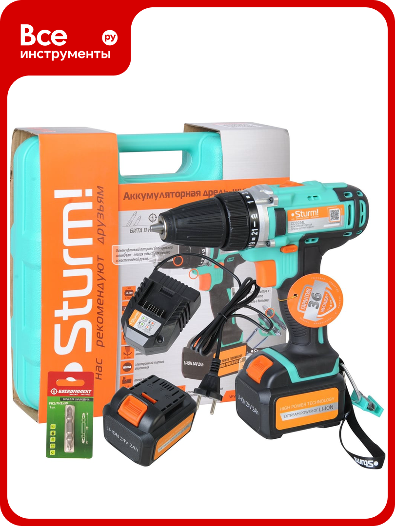 Аккумуляторная дрель-шуруповерт Sturm CD3224L