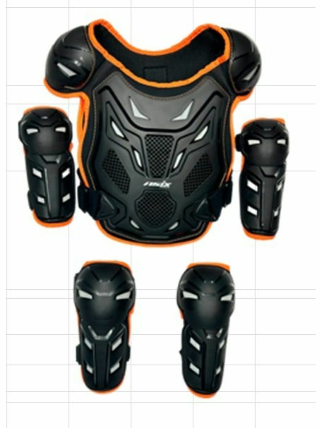 Комплект детской защиты + наколенники + налокотники Defender оранжевая строчка