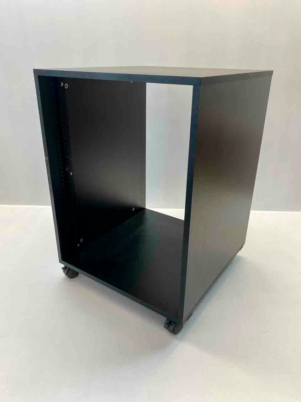 Напольная рэковая стойка 14U на колесах (ЛДСП, Черная)