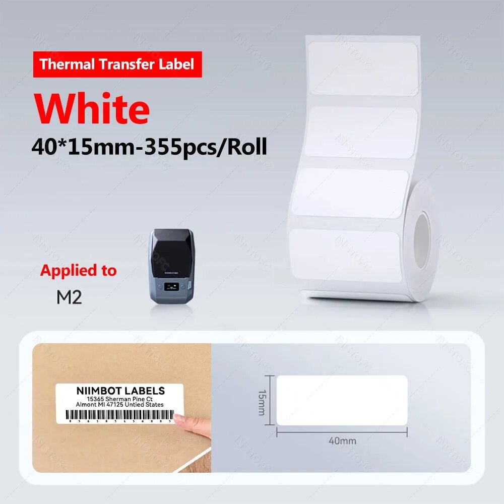 Niimbot M2 термотрансферный принтер этикеток 300 точек на дюйм беспроводной высокой четкости 20-50 мм ширина печати устройство для изготовления этикеток поддержка телефона/ПК, Only 1WH 40-15mm