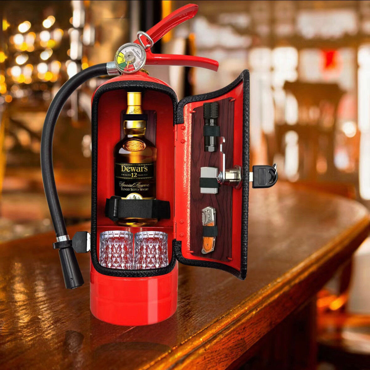 Коробка для вина с огнетушителем, креативная подарочная коробка для хранения мужского вина, красная, 34 см