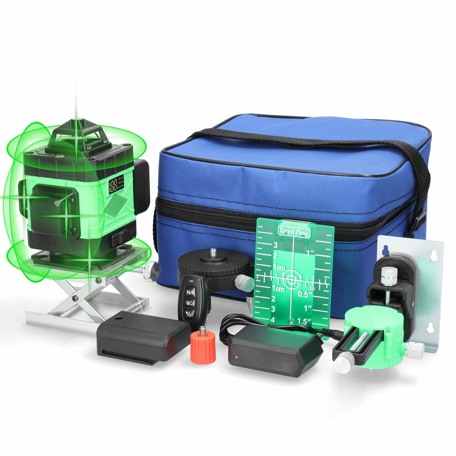 Лазерный уровень многофункциональный высокоточный 16 линий 3 самовыравнивающийся зеленый световой уровень нивелир инструмент с перезаряжаемой батареей