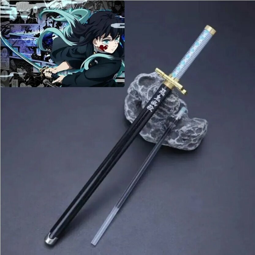 Ручка Demon Slayer с мини-моделью металлического оружия Шариковая ручка-фигурка для коллекционеров и подписи