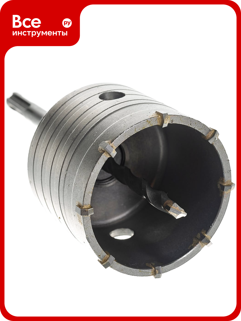 Коронка по бетону и камню Hardcore 110070, SDS‑plus, центрирующее сверло, твердосплавные напайки, микросхват для дрелей