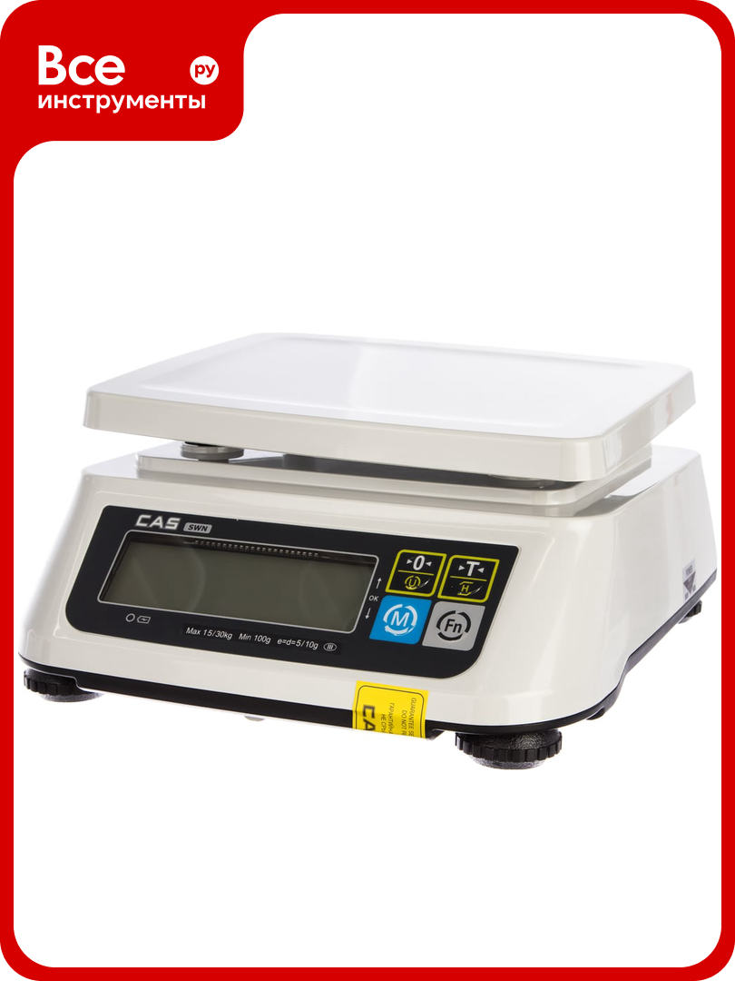 Весы CAS SWN-30C 810SWL303GCI0501 электронные настольные промышленные с RS232 и USB интерфейсом, средний класс точности
