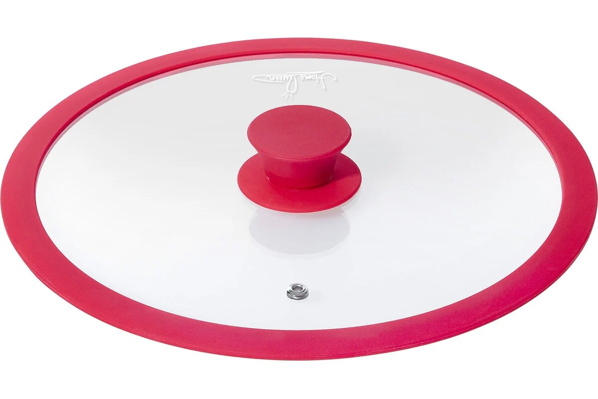 Home Queen Крышка стеклянная с силиконовым ободом RED HOT красная D 26 см для посуды