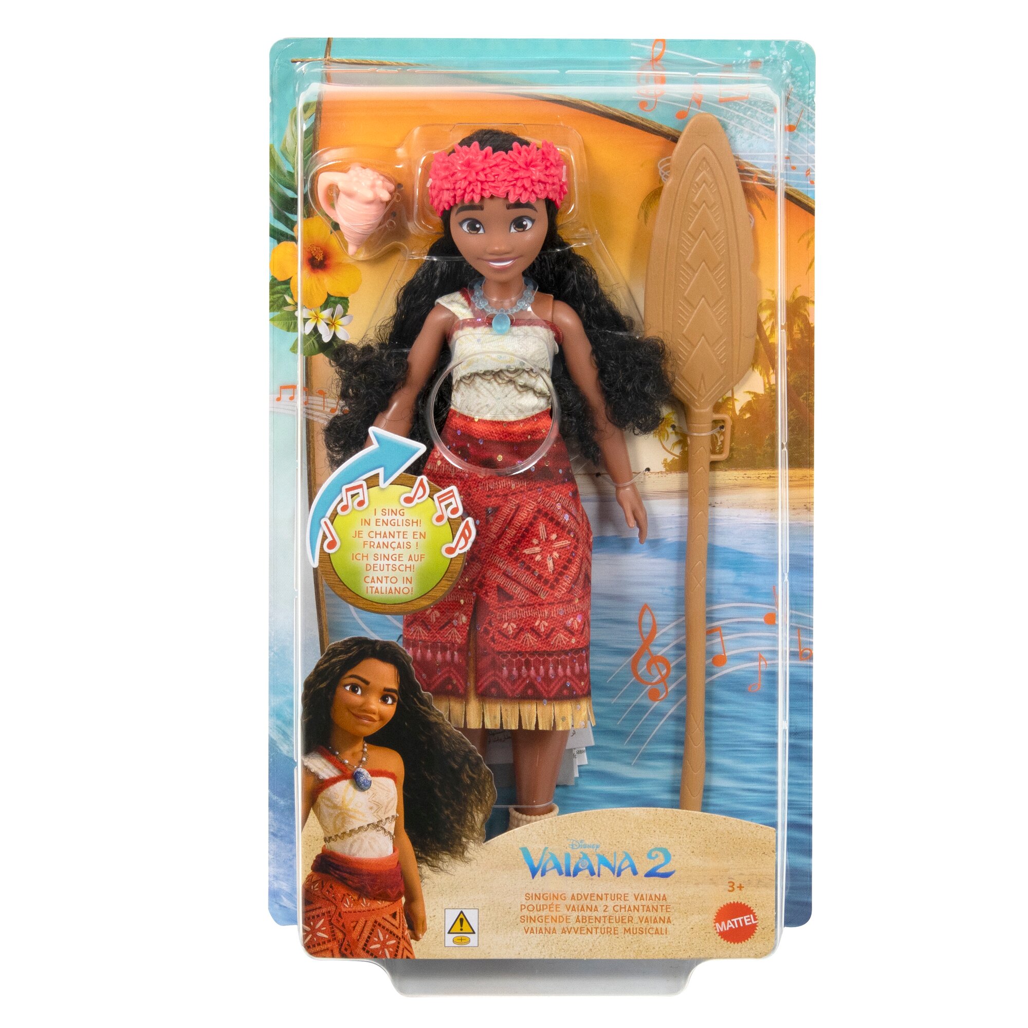 Кукла поющая Моана Mattel Disney Princess Moana2/Vaiana2 JBT61, красный/белый