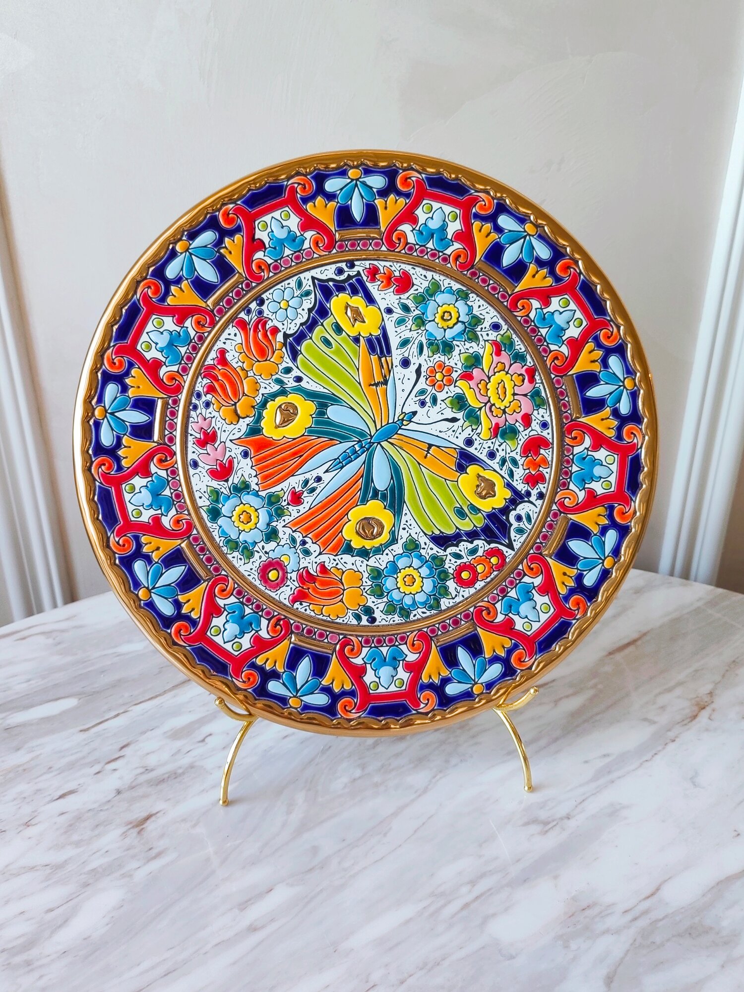 Тарелка декоративная настенная Cearco диаметр 28 см ручная работа испанских мастеров