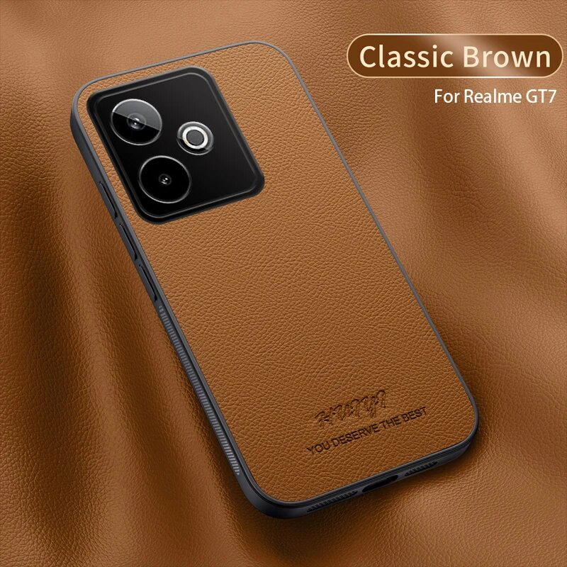 Кожаный чехол Classic Brown для Realme GT 7T