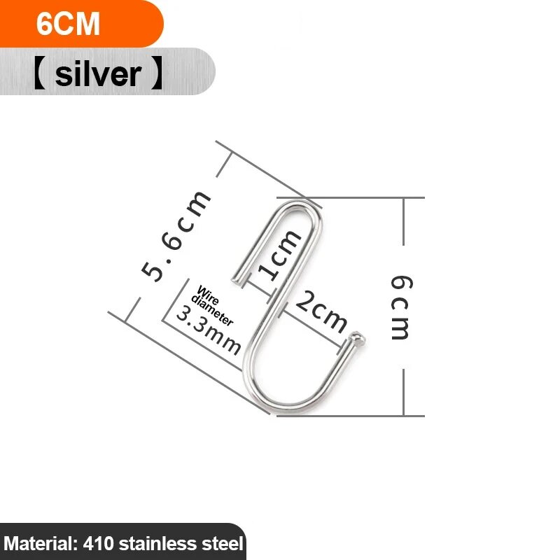 S-образные крючки из нержавеющей стали, Small silver, 6см
