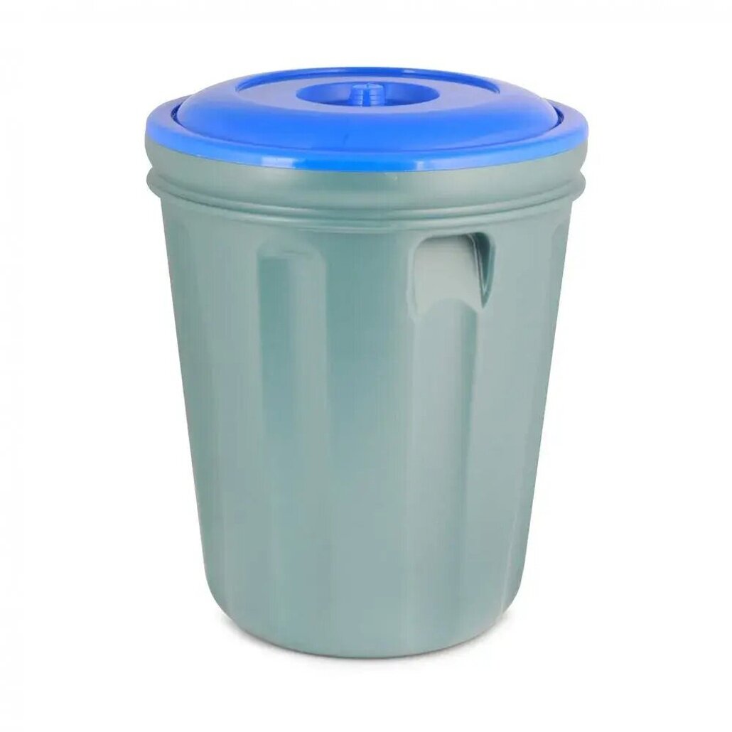 Бак для мусора «Эконом» 60л с крышкой, пластиковый, серо-синий цвет, экономия места