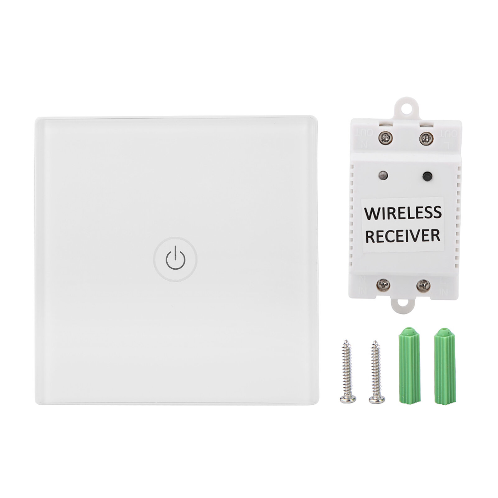 Беспроводной сенсорный настенный выключатель света с приемником для умного дома, 100-240 В (белый)