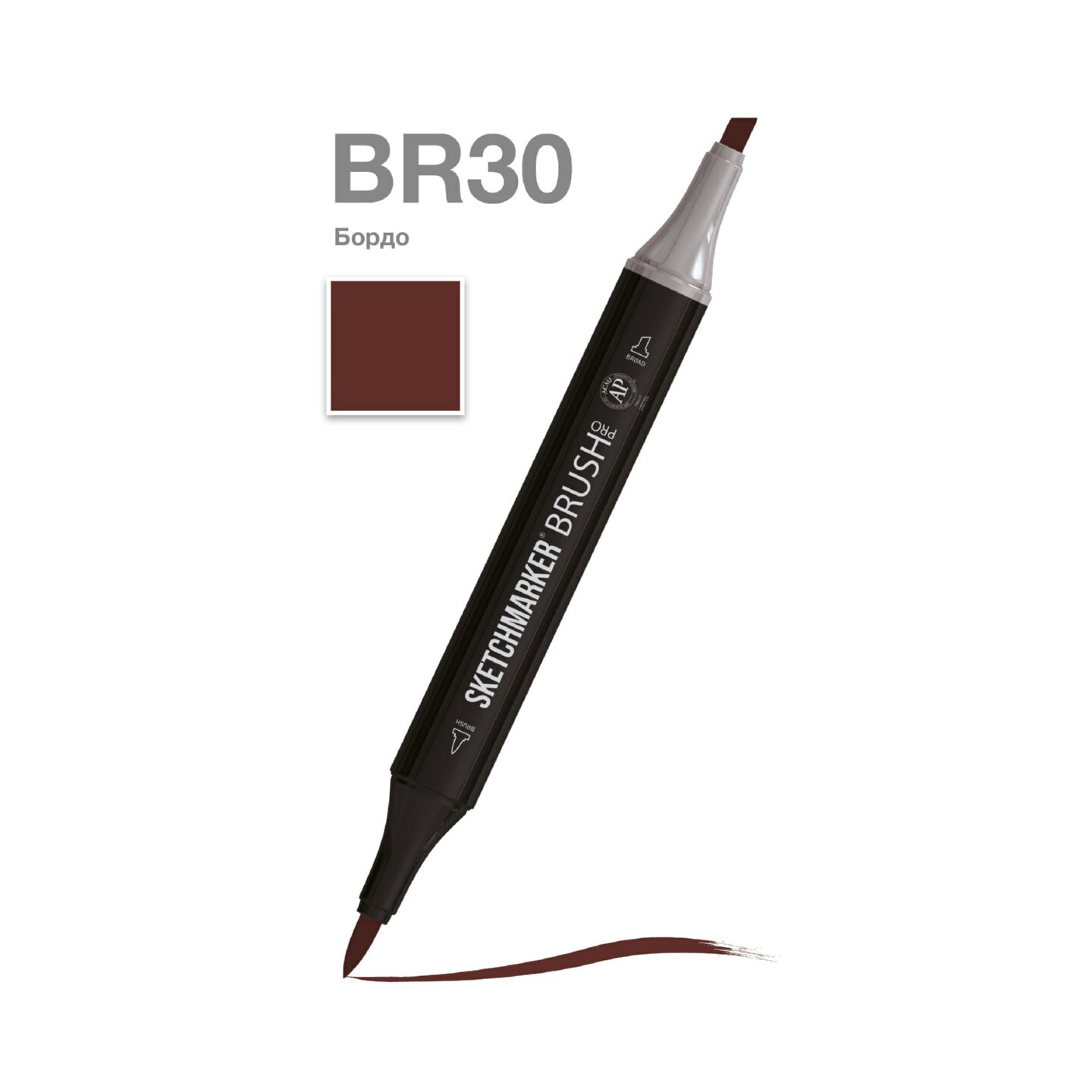 Маркер BRUSH PRO на спирт. основе два пера цв.№BR30 бордо