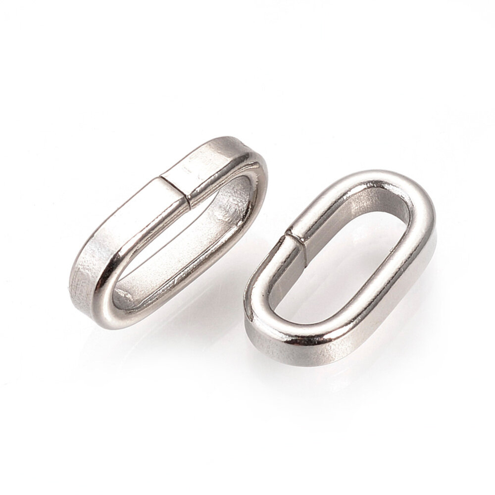 Соединительное колечко, 13х7мм (толщина 2.7мм, внутренний размер 10х4мм), овальное, плоское, базовый материал - нержавеющая сталь, без покрытия, 25 грамм