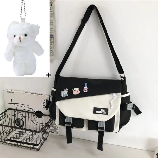 Нейлоновые сумки через плечо, вместительные сумки через плечо для девочек-подростков, мужские сумки-мессенджеры Harajuku, школьные сумки для студентов