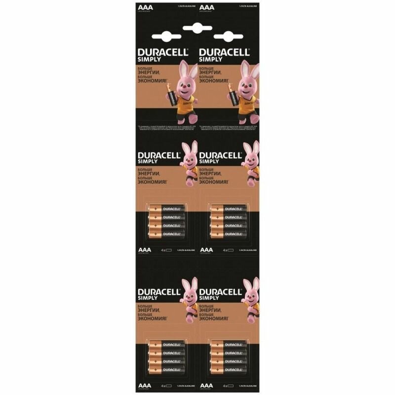 Батарейка Duracell LR03 Basic AAA, 16шт в упаковке