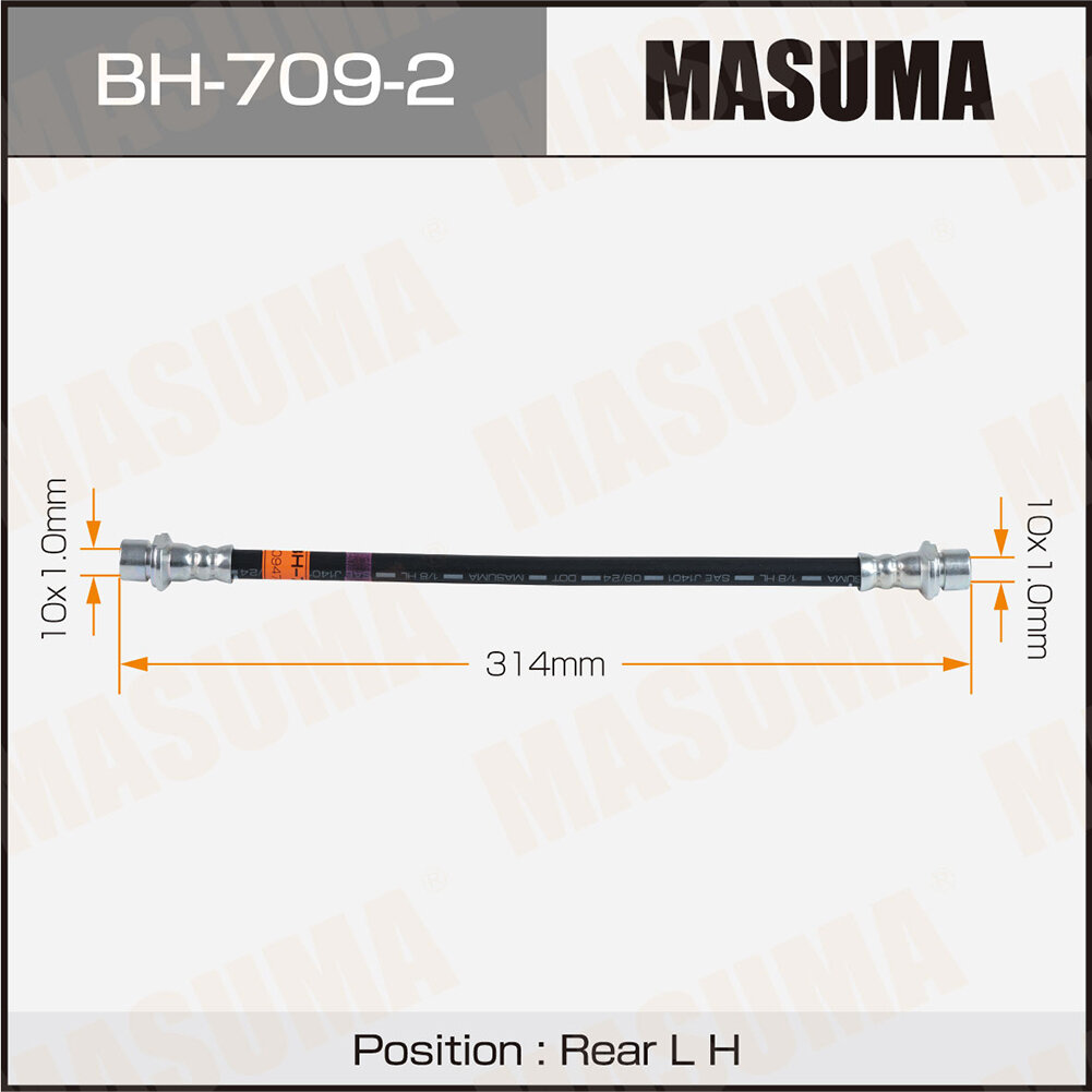 Шланг тормозной Toyota Land Cruiser (J200) 07-; Lexus LX 07- задний Masuma левый