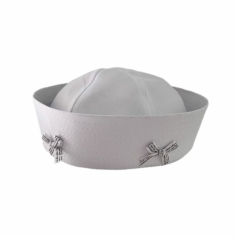 Матросская шляпа с бантом и полями-белый