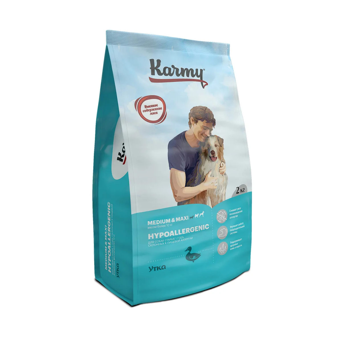 KARMY Hypoallergenic Medium & Maxi гипоаллергенный сухой корм для собак средних и крупных пород Утка 2кг.