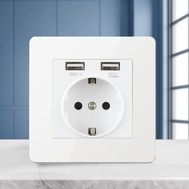 Матовый белый двухсторонний выключатель 1-4 клавиши нержавеющая сталь USB EU Socket