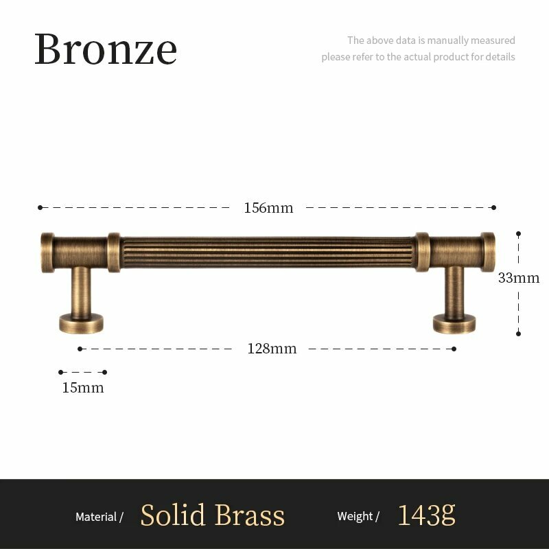 Ручки для шкафов бронзовые латунные, Pitch-row-128mm