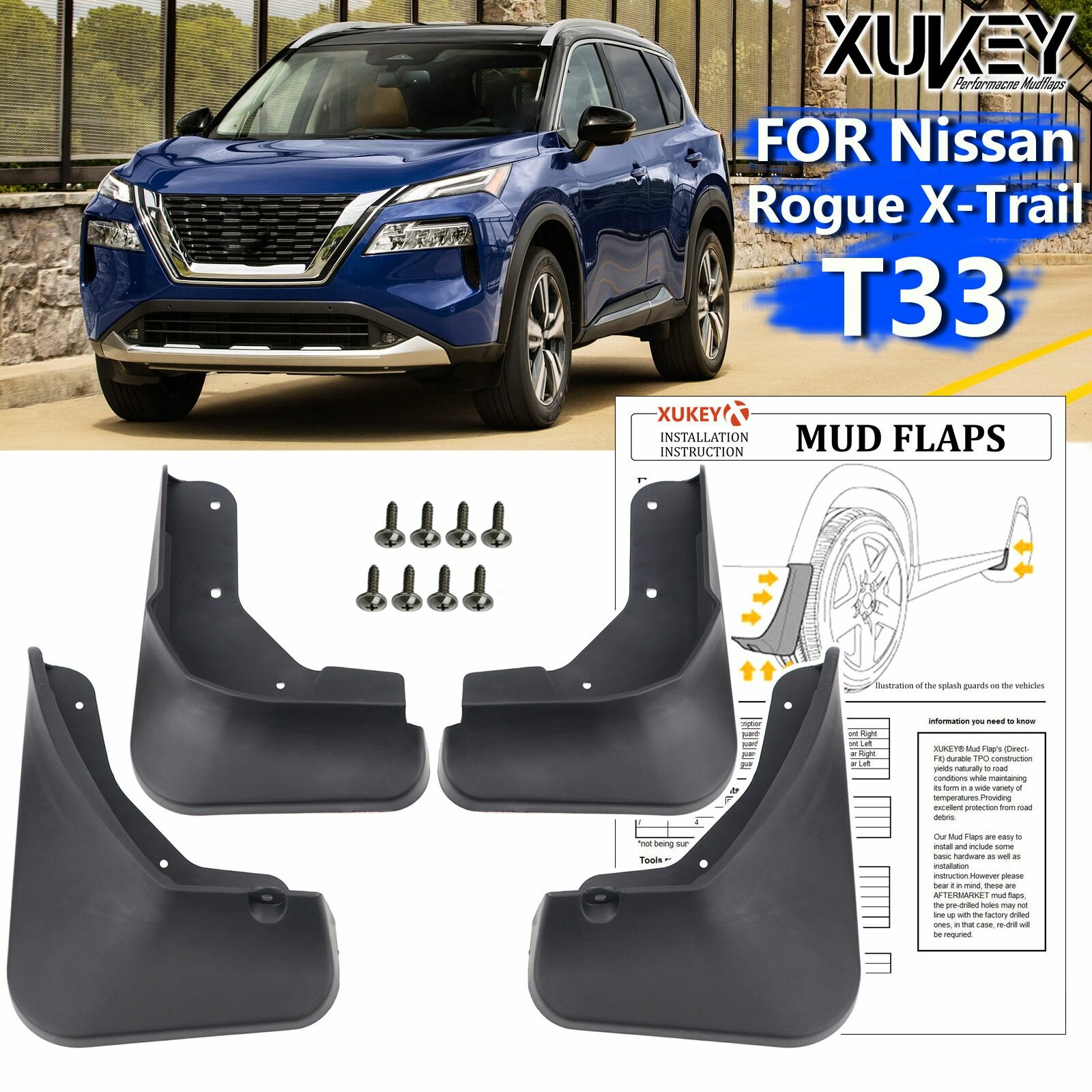 Брызговик набор Применимо к Nissan Rogue X-Trail T33 2021-2022