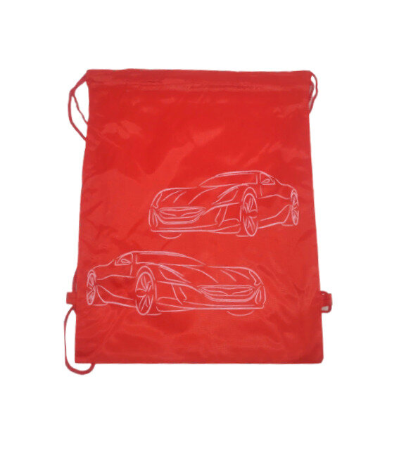 Сумка / рюкзак / мешок для сменной обуви, красный с принтом "Машины", 43 х 30 см