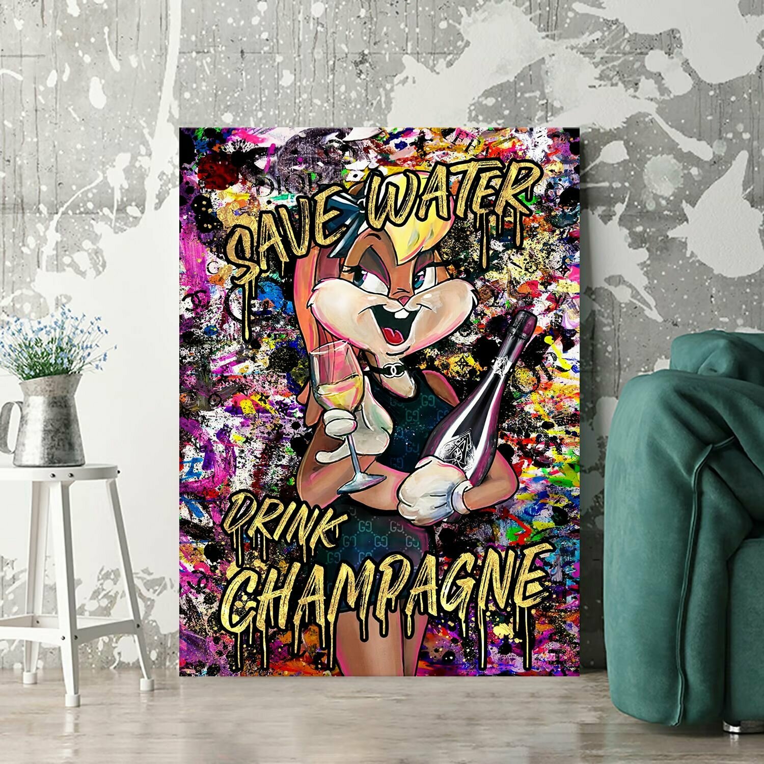 Картина интерьерная на стену - "Багз Банни, мультперсонаж кролик", 50х70 см.