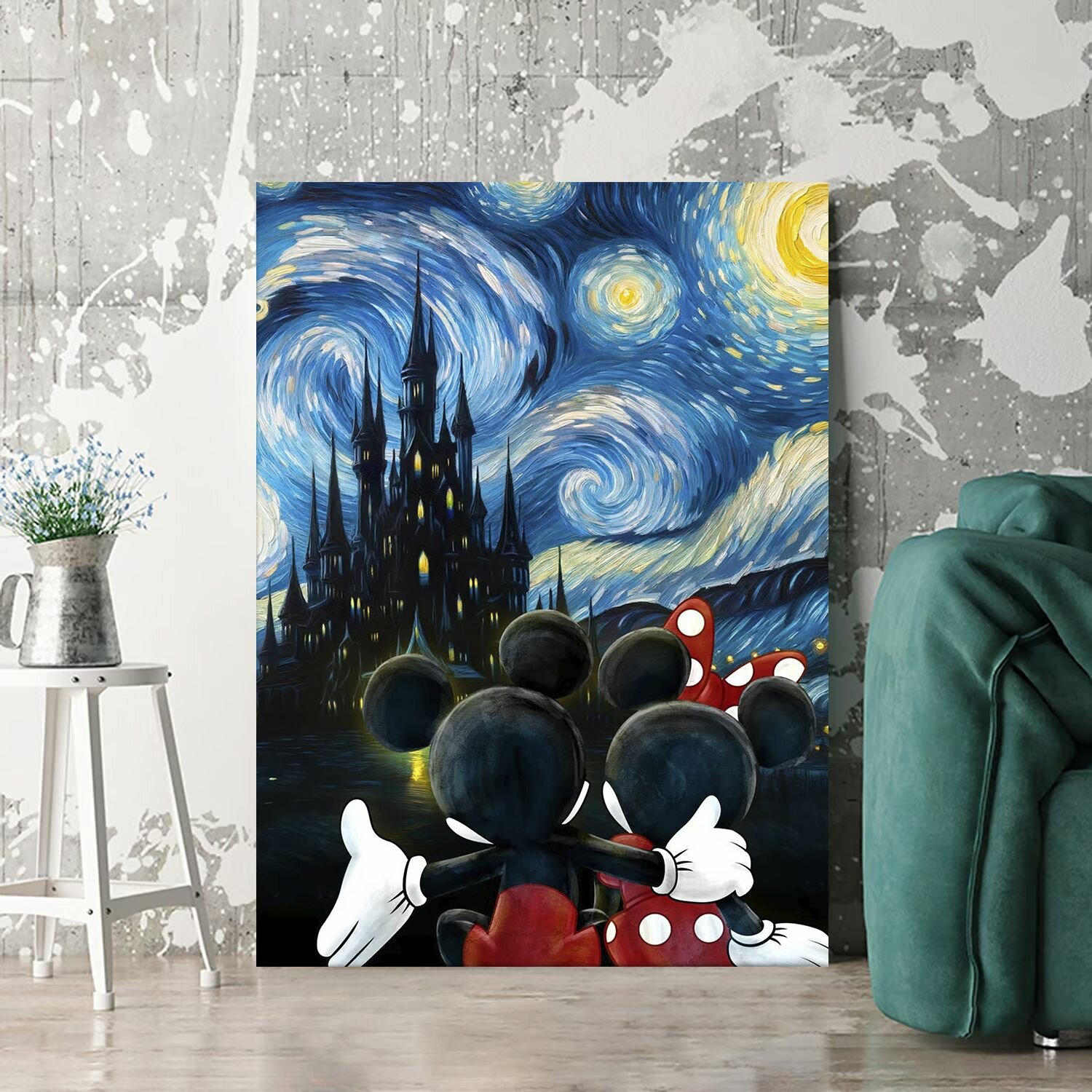 Картина на стену для интерьера - "Микки и Минни Маус, мультперсонажи", 30х40 см.