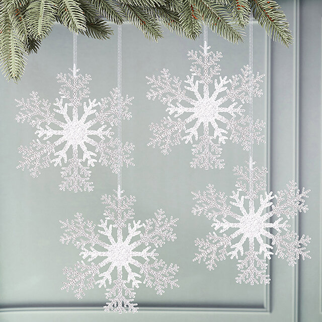 Набор елочных игрушек Снежинки - Westbury 20 см, 4 шт, Winter Deco, 1000470