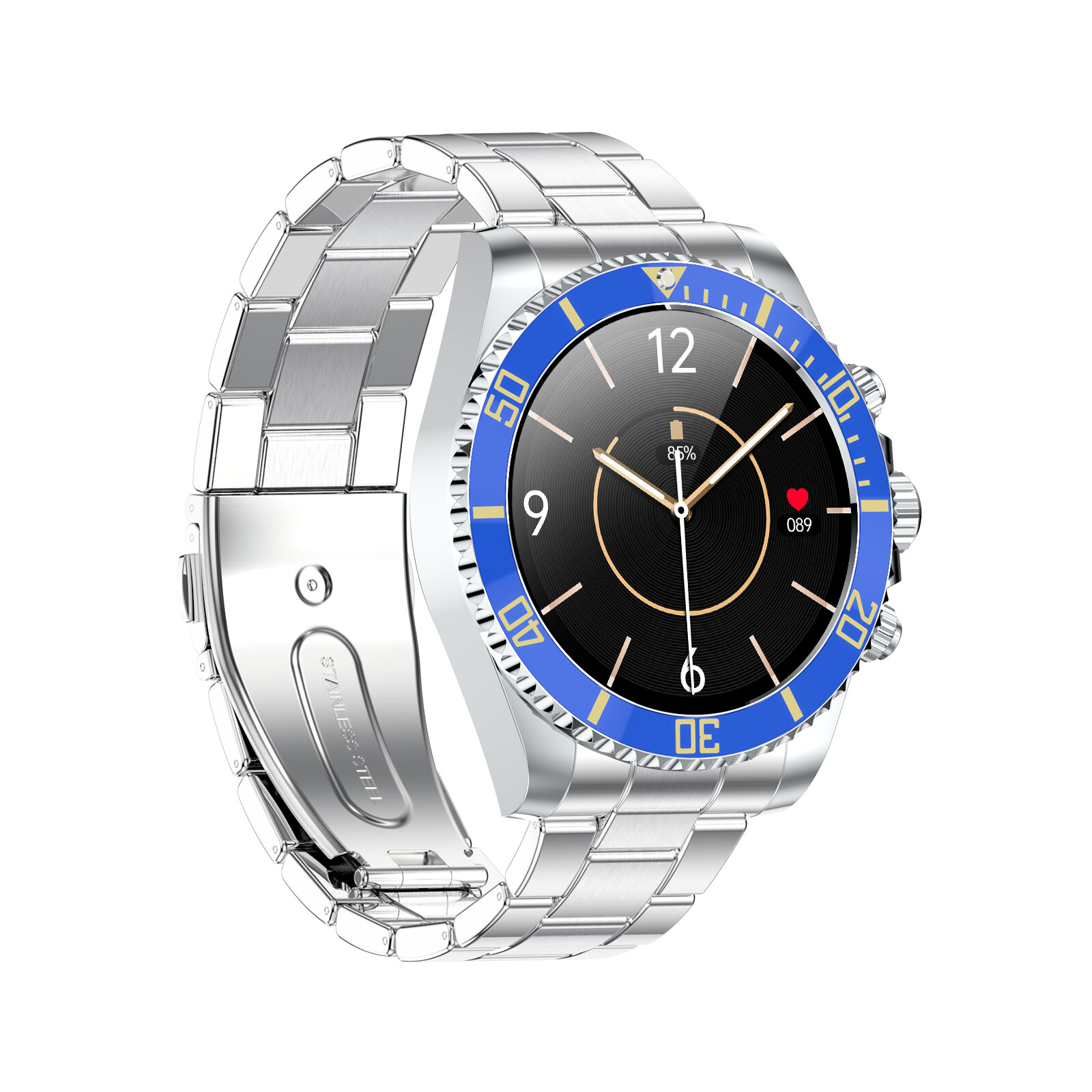 Мужские смарт-часы в стиле Rolex, сенсорное управление, водонепроницаемые, круглый дизайн, стальной корпус.