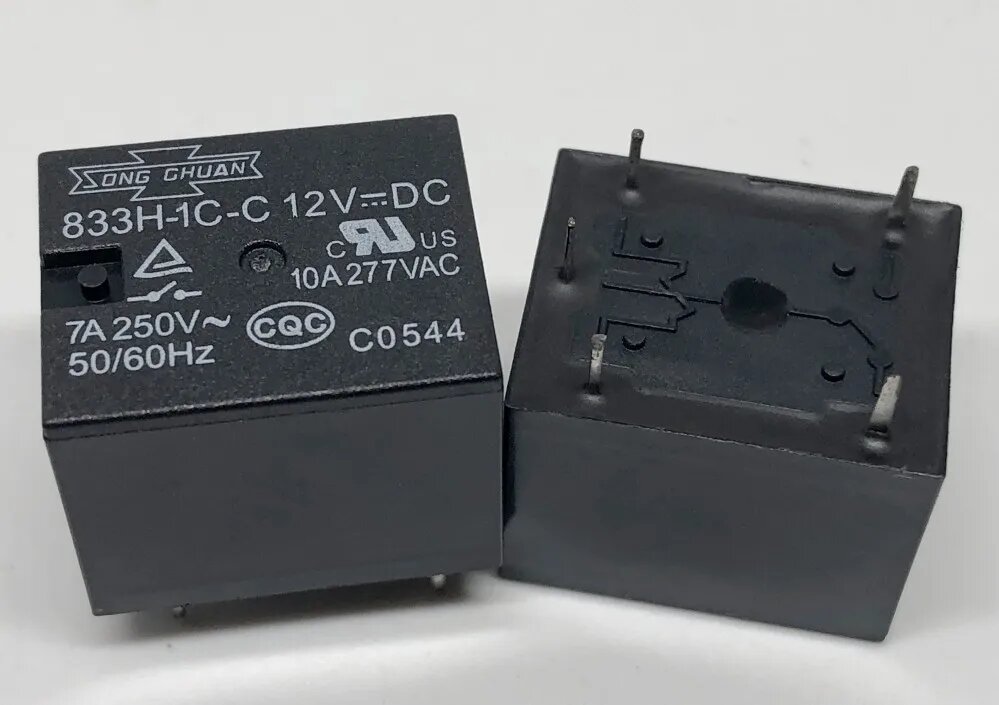 Оригинальное реле SONG CHUAN 833H-1C-C 12VDC , SPDT, 7А 250VAC/30VDC, 0.36W