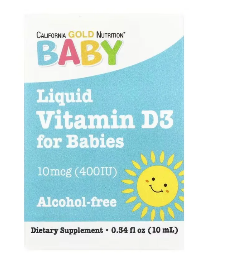 California Gold Nutrition Baby Vitamin D3, жидкий витамин D3 для детей, 10 мкг (400 МЕ), 10 мл (0,34 жидк. унции)