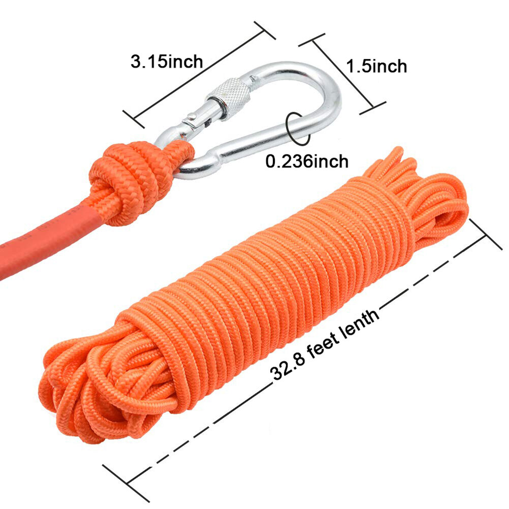 10-метровая рыболовная магнитная веревка, тяжелая веревка с карабином, нейлоновый высокопрочный шнур, страховочная веревка