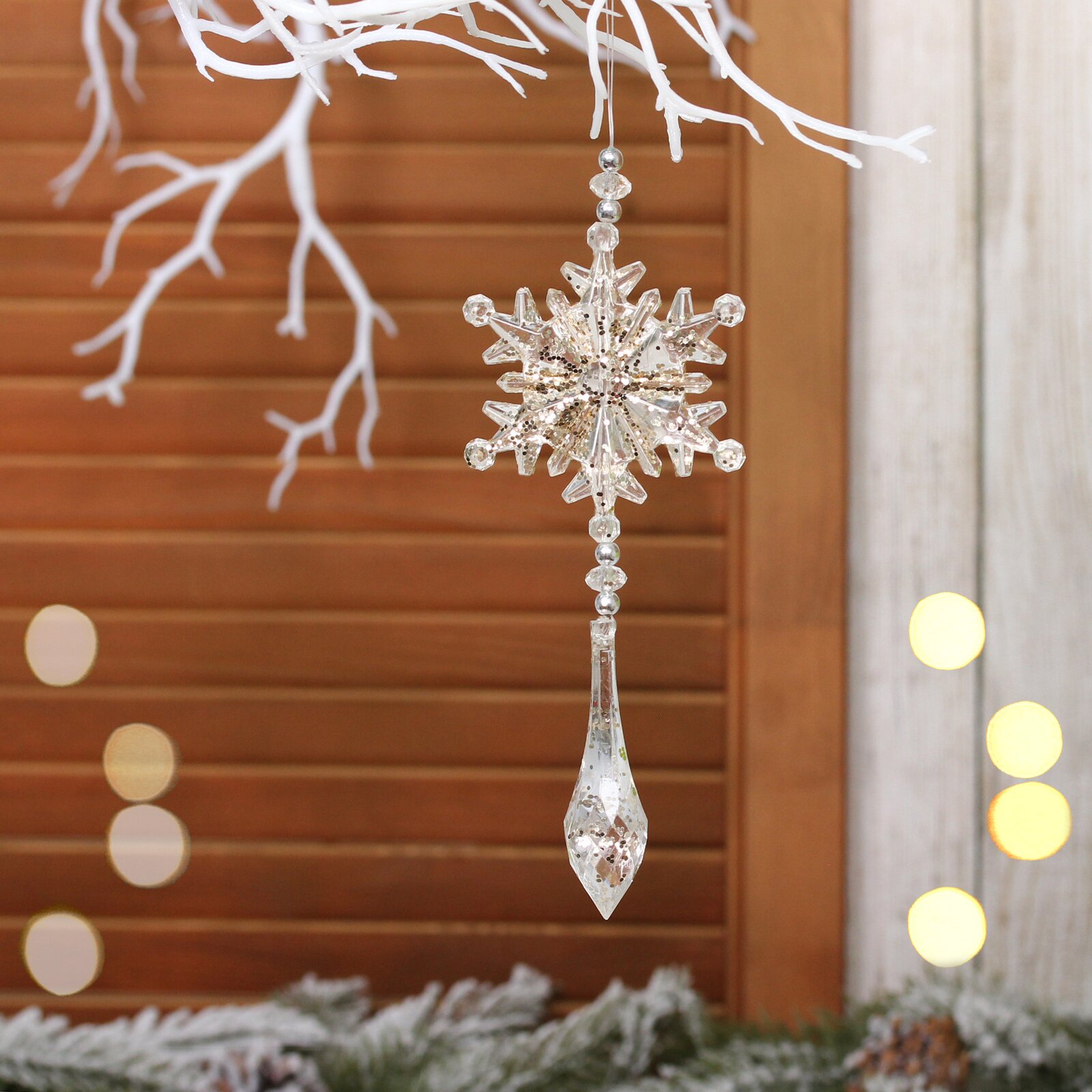 Подвеска 'Снежная королева' 18см, прозрачный пластик, сияющие элементы