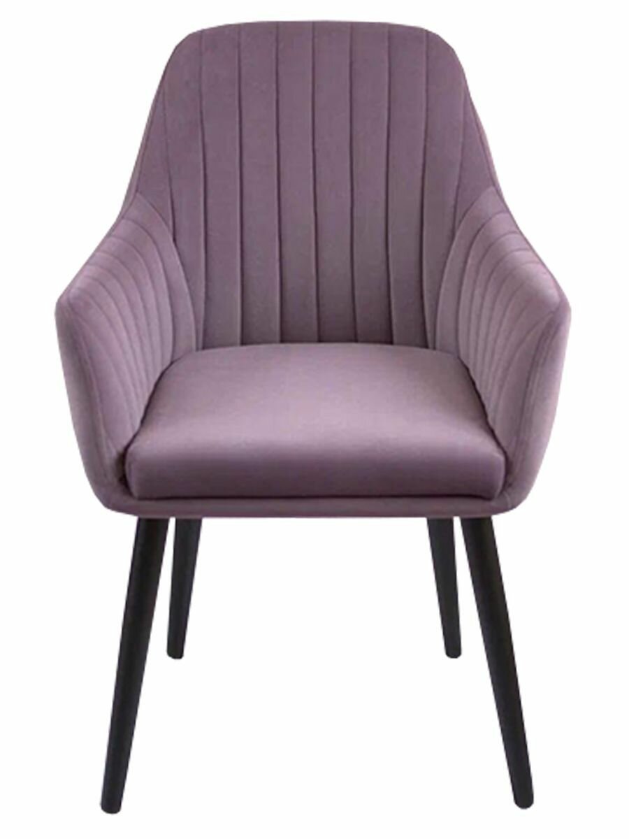 Стул кресло Моби для кухни мягкий велюр, Сиреневый, Чёрные ножки