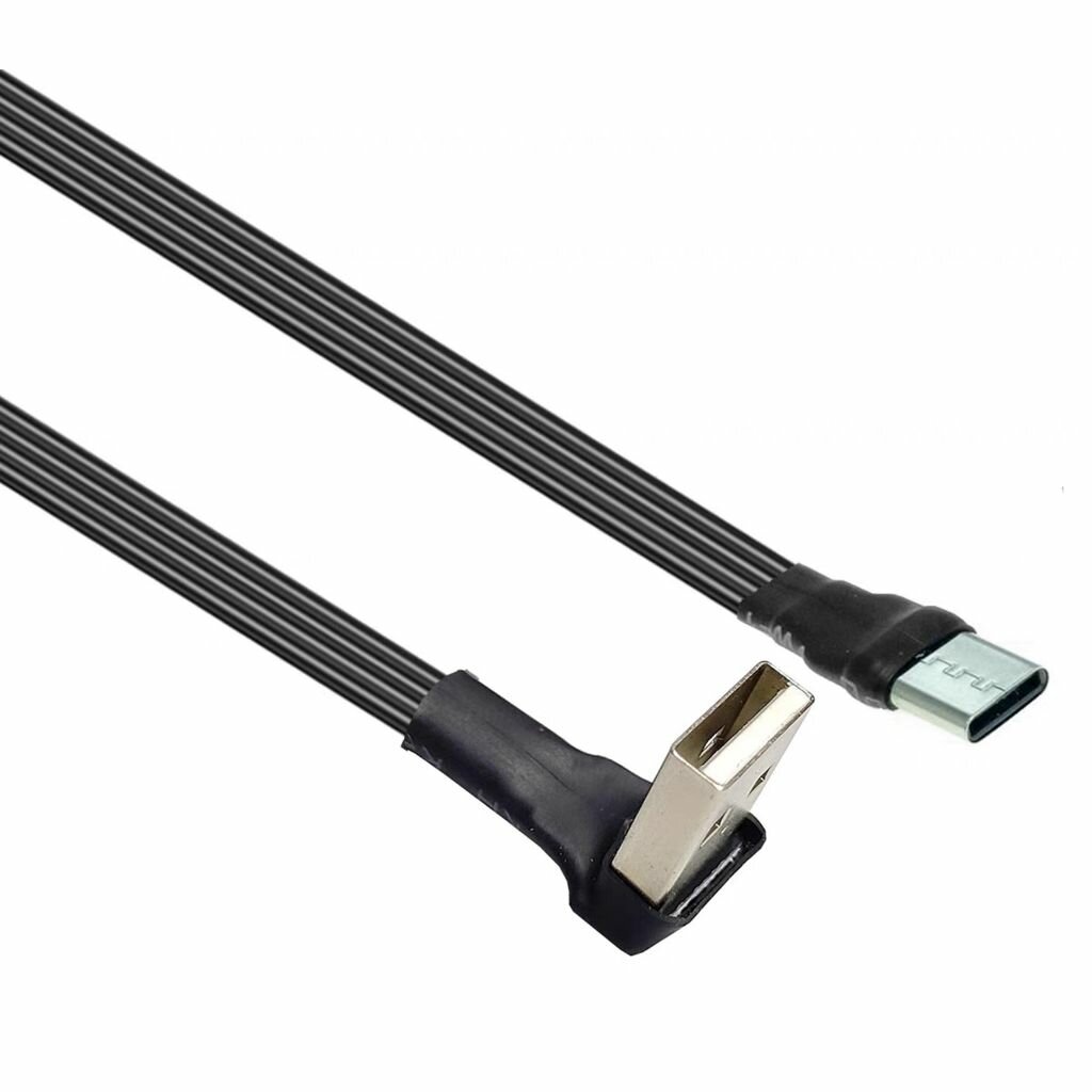 Прямой разъем USB-type c (комплект термоусадочной трубки) плоский кабель для передачи данных-3 м-Верхний изгиб USB