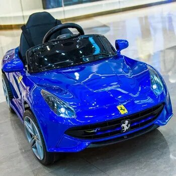 Детский электромобиль с пультом управления + Ferrari + 2WD + синий