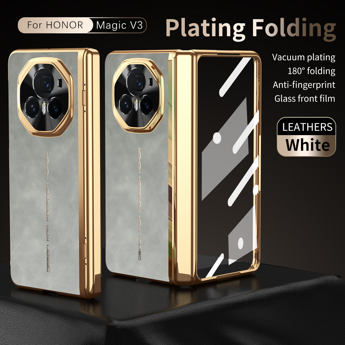 Чехол для Honor Magic V3 / Хонор Мэджик V3, soft touch, чехол-кардиомонитор, искусственная кожа, поликарбонат (PC), защита камеры, ударопрочный, усиленные углы, Honor, Honor Magic V3, white