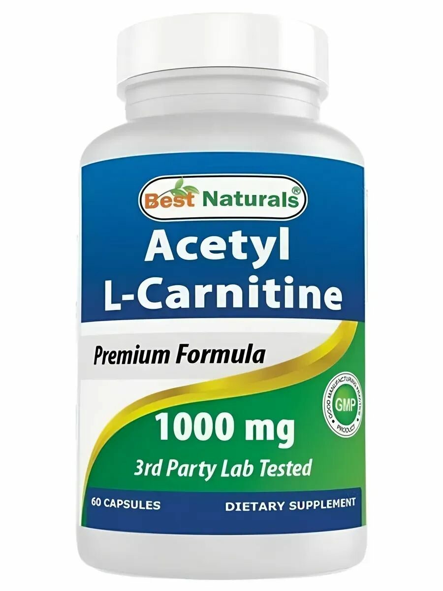 Л-карнитин Best Naturals, 1000 mg, 60 капс, без вкуса, для похудения