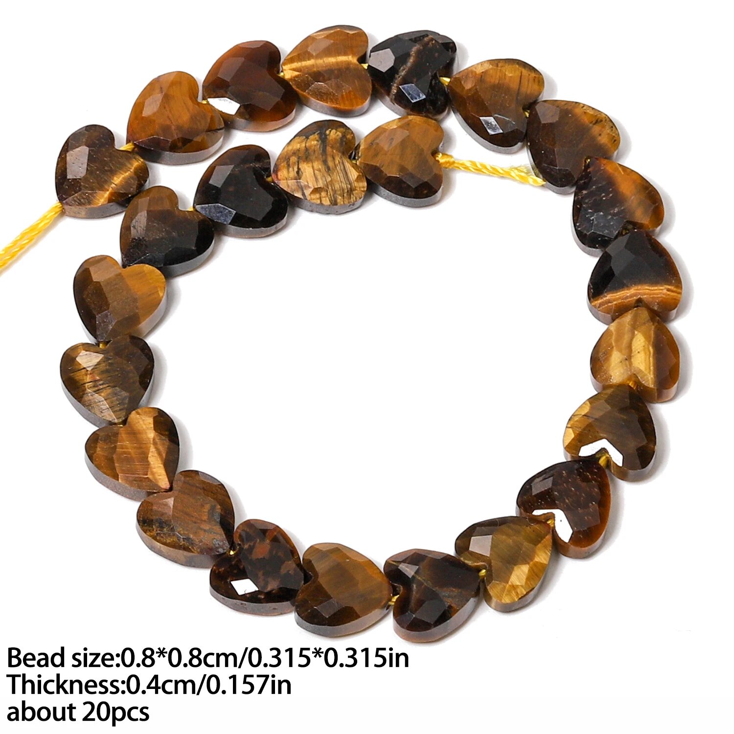 8 мм натуральный камень в форме сердца, желтые бусины «Тигровый глаз», свободные бусины для изготовления ювелирных изделий, энергетические браслеты, аксессуары 7,5 дюйма