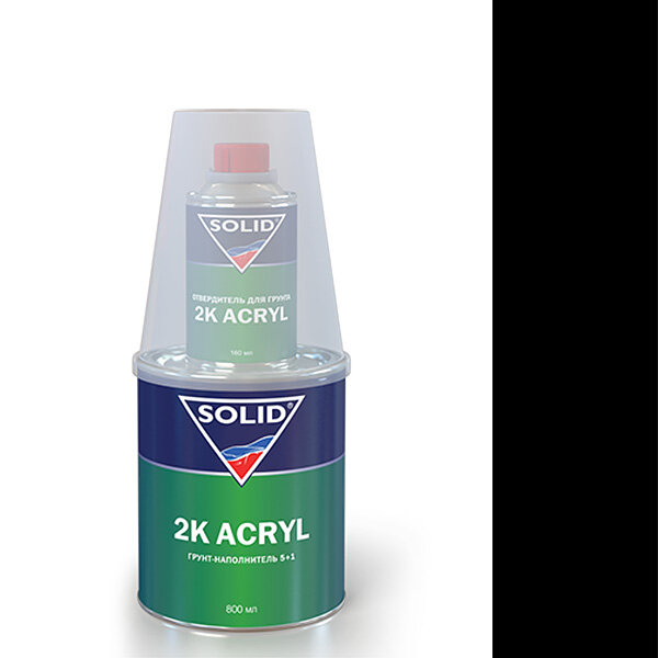 Грунт 5+1 черный акриловый с отвердителем SOLID (0,8л+0,16л)