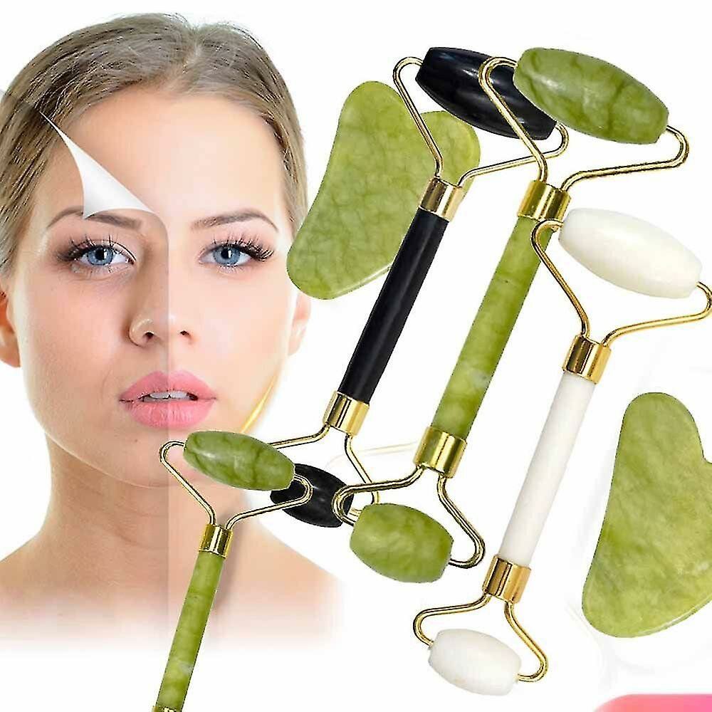 Массажер-ролик для подтяжки лица с натуральным кварцем для похудения лица. Нефритовый ролик для лица.（1 шт, белый)