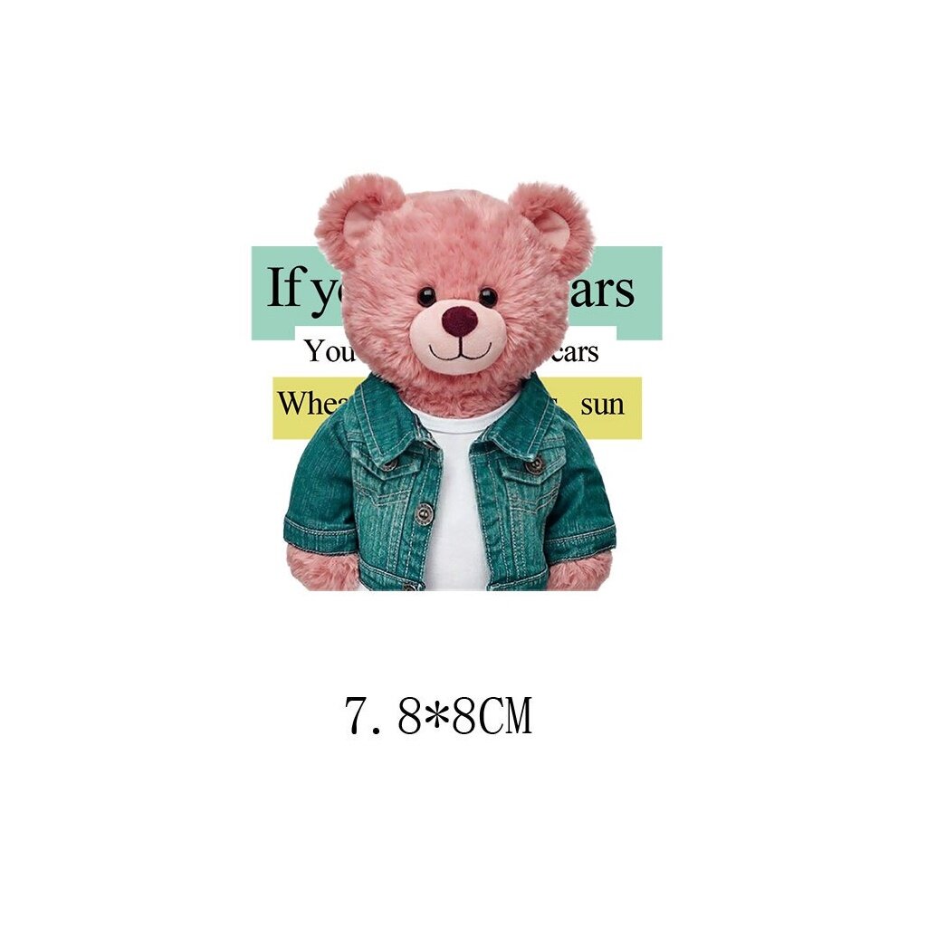 Термонаклейка на одежду мишка джинсовой куртке термоапликация 2шт.