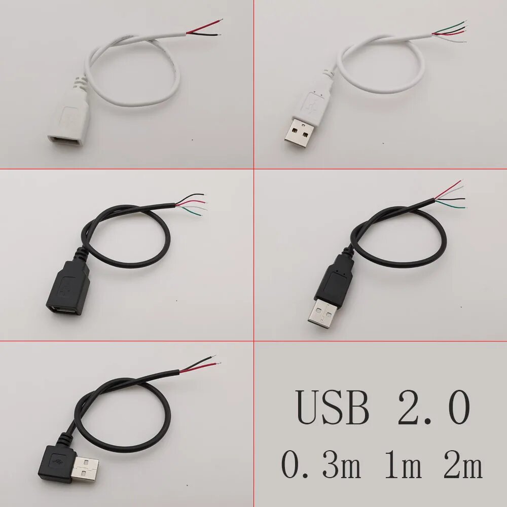 USB кабель 2Pin, 0.3м, белый — фото 1