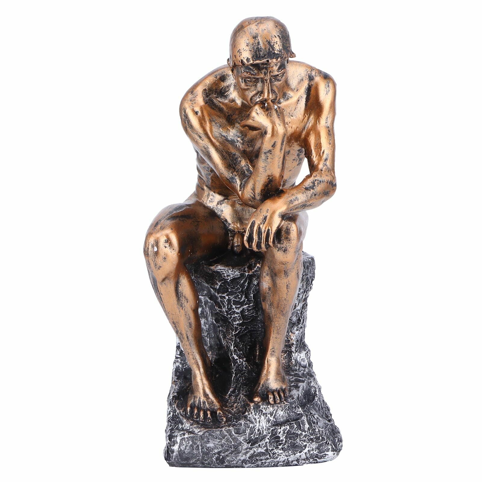Европейский стиль, медная статуя мыслителя, декор для дома и офиса, скульптура из смолы, украшение для книжной полки, аксессуар для стола