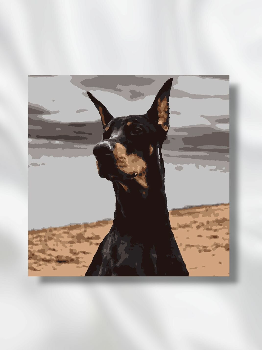Картина по номерам на холсте на подрамнике "Доберман" 40*40 см