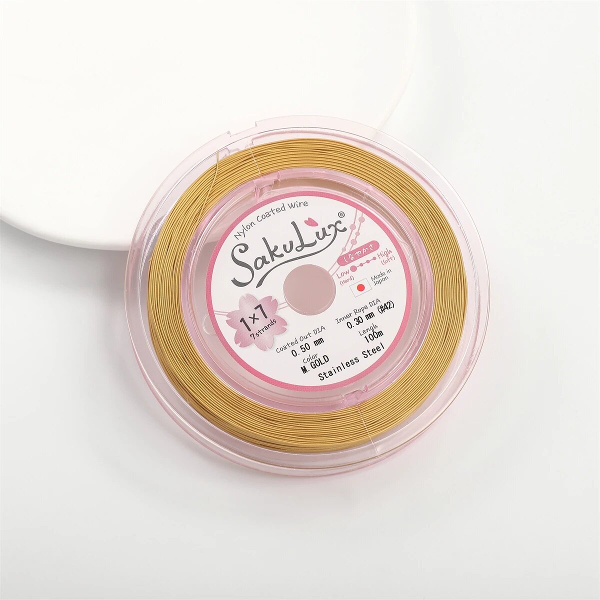 Проволока для бисера Sakulux 1x7 Gold, 0.5mm